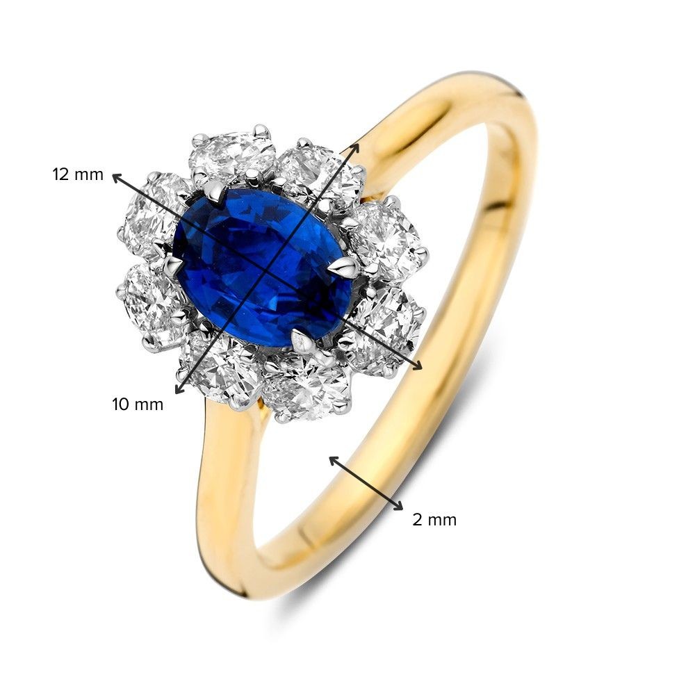 Ring bicolor briljant + saffier | Excellent Jewelry